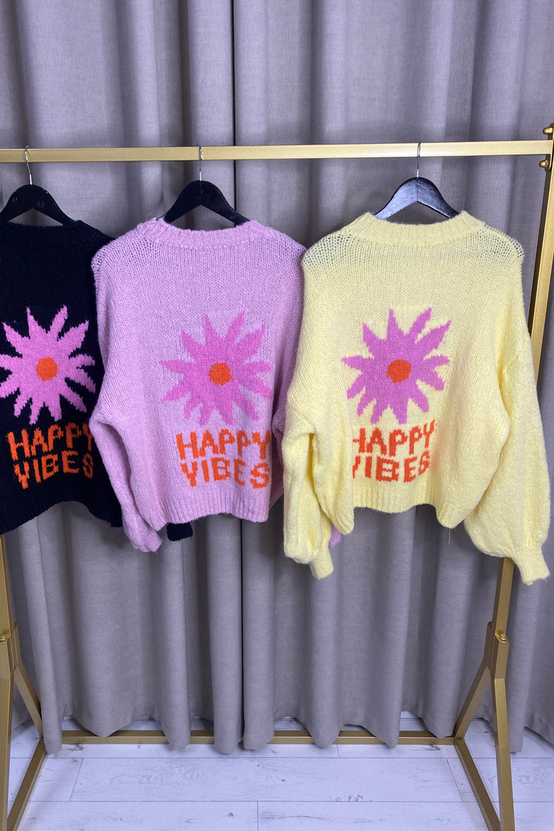 Kendall Happy Vibes Slogan Graphic Print Oversized Knit Jumper – My ...